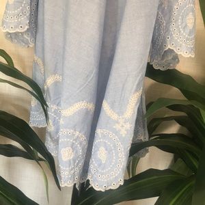 Tops | Nwt Powder Blue Scalloped Eyelet Dusters | Poshmark